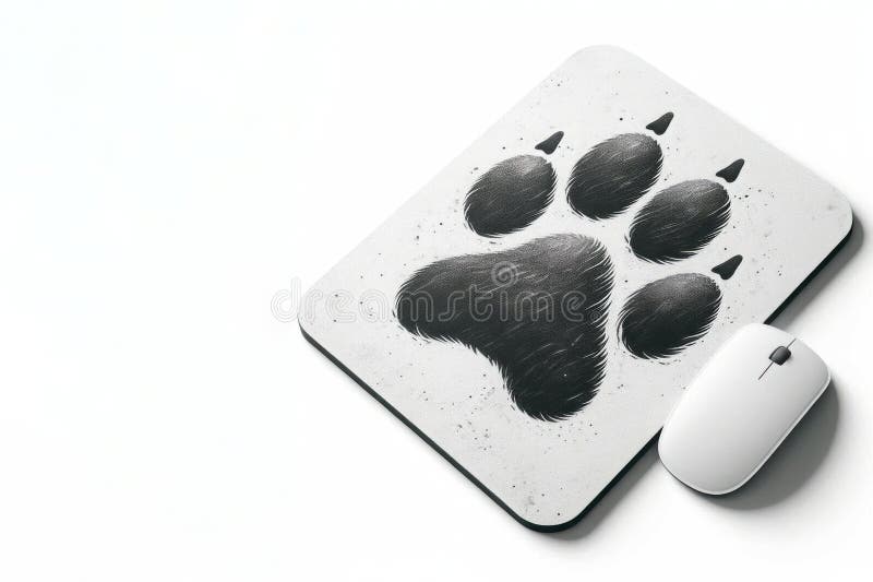 Mouse Pad with Paw Print. Space for Text. Stock Photo - Image of modern ...