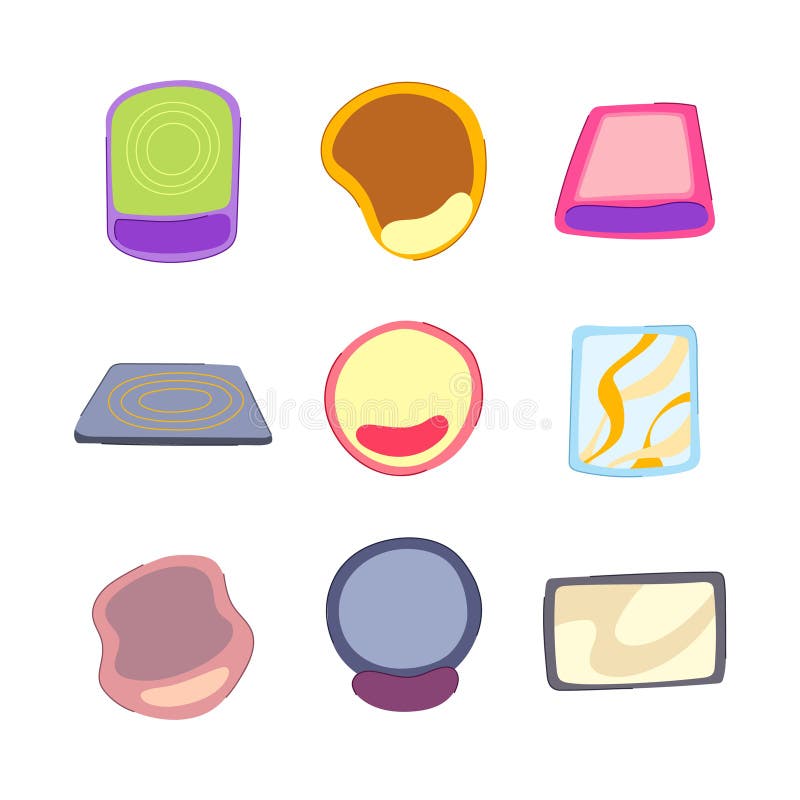 Mouse Pad Set Cartoon Vector Illustration Stock Vector - Illustration ...