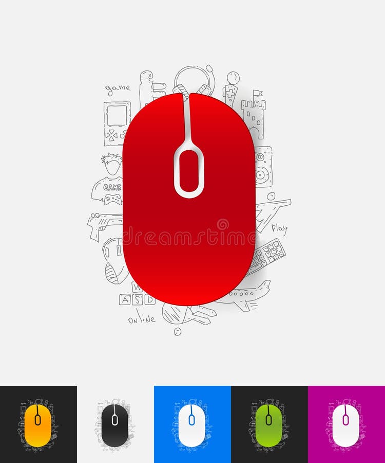 Mouse Paper Sticker with Hand Drawn Elements Stock Vector ...