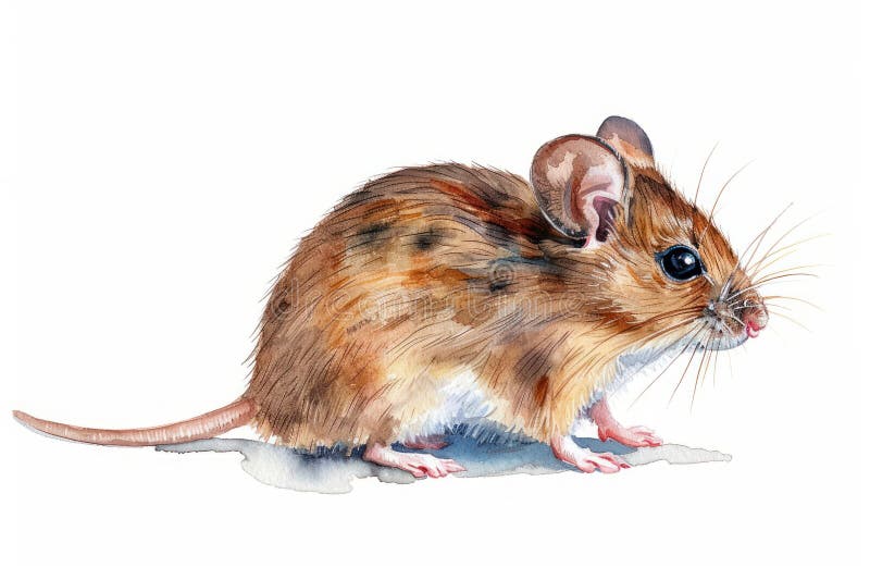 Mouse, Pastel-colored, in Hand-drawn Style, Watercolor, Isolated on ...