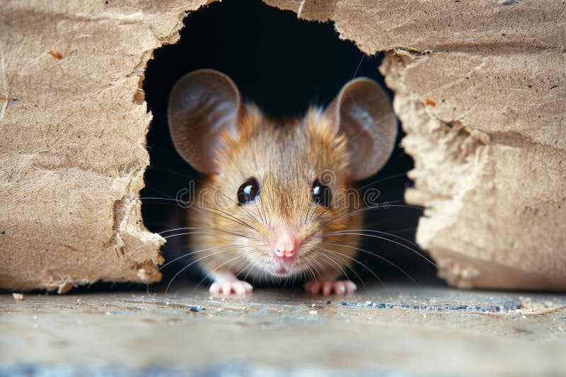 Mouse Peeking from a Hole in Wall Stock Image - Image of watching ...