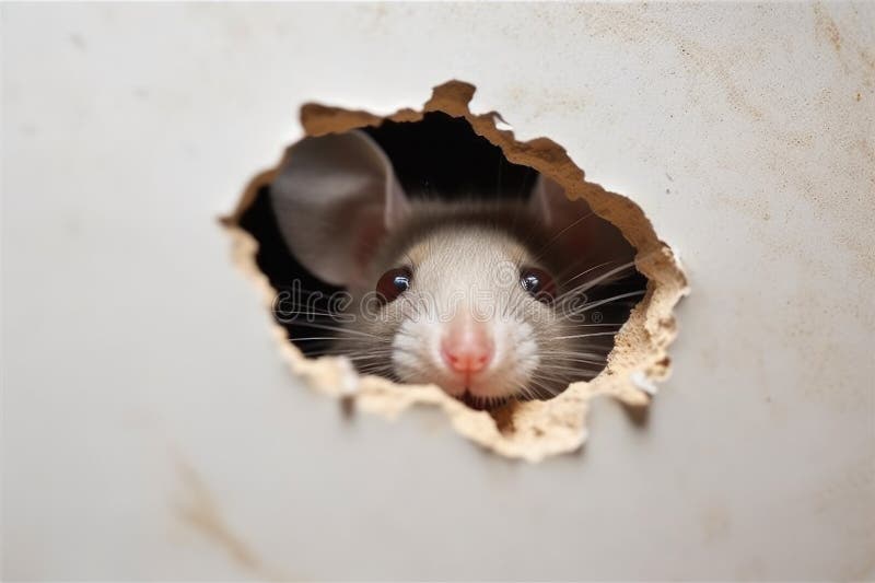 A Mouse Peeking Out of a Hole in a Wall Stock Illustration ...