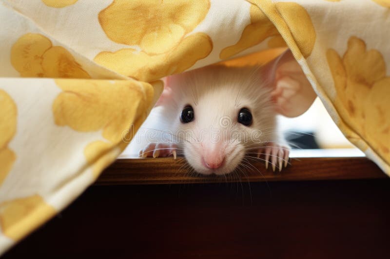 Mouse Peeping Out from Under a Kitchen Table Napkin Stock Image - Image ...