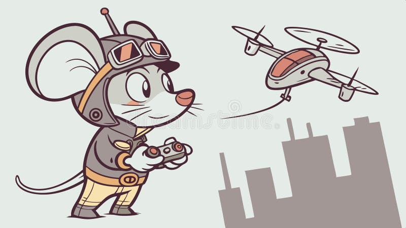 Mouse Pilot with Binoculars, Aviation Exploration Design Element Vector ...