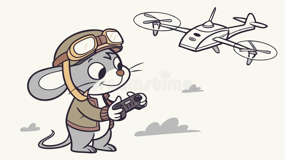 Mouse Pilot with Drones, Modern Aviation Technology Design Vector ...