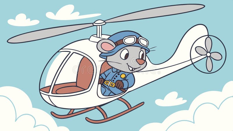 Mouse Pilot in Helicopter, Rotorcraft Aviation Design Element Vector ...