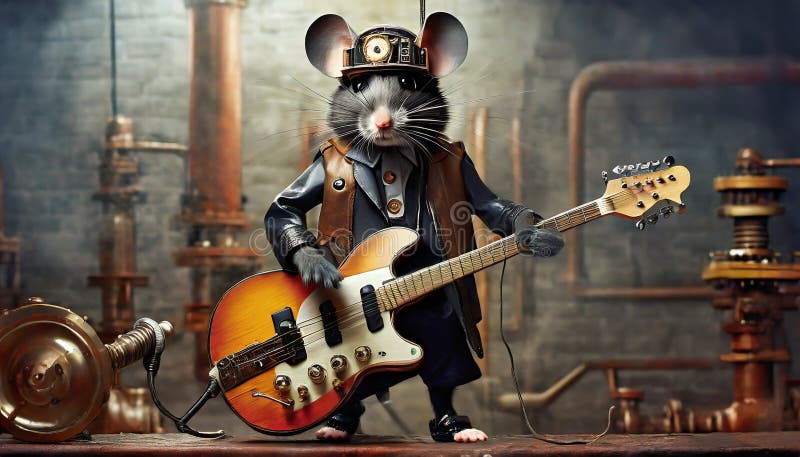 Mouse playing guitar stock illustration. Illustration of lights - 312467967
