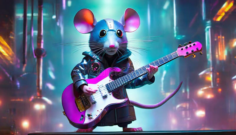 Mouse playing guitar stock illustration. Illustration of playing ...