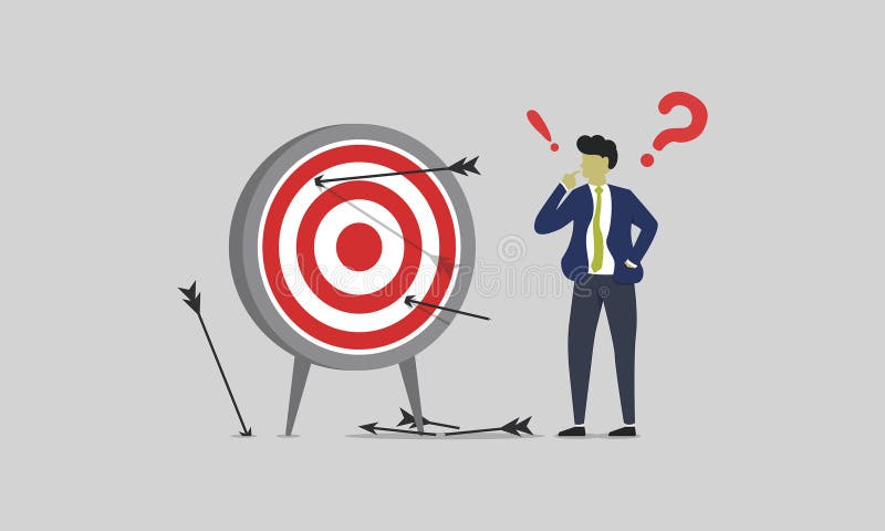 Businessman Confused about Wrong Target Plan or Not Accurated Business ...