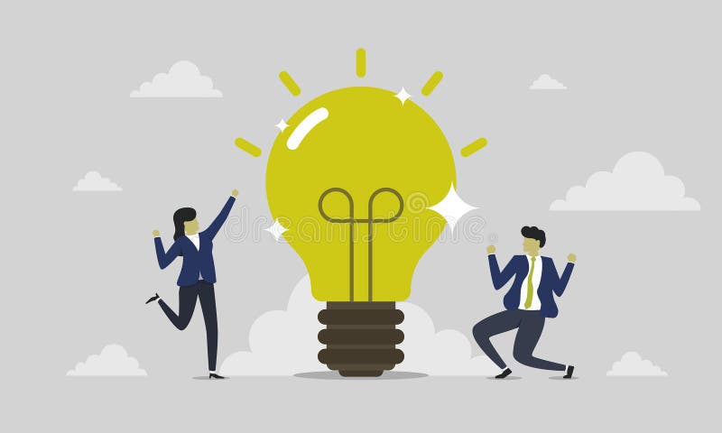 Man and Woman Happy Cause they Got an Idea, Plan, or Hint. Stock Vector ...