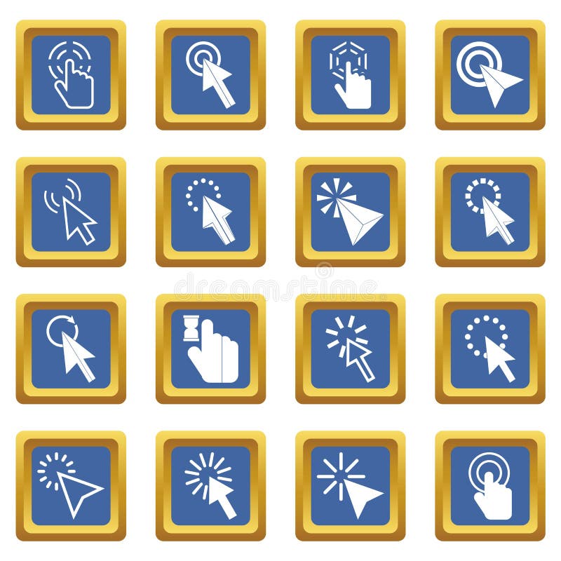 Mouse Pointer Icons Set Blue Stock Vector - Illustration of finger ...