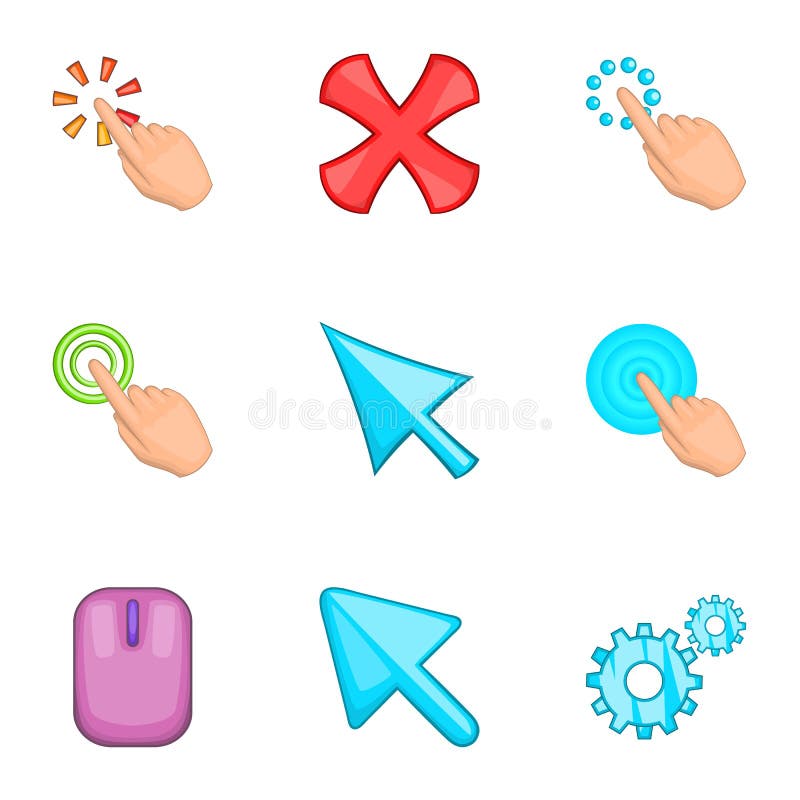 Mouse Pointer Icons Set, Cartoon Style Stock Vector - Illustration of ... Mouse Pointer Icons Set, Cartoon Style Stock Vector - Illustration of ...