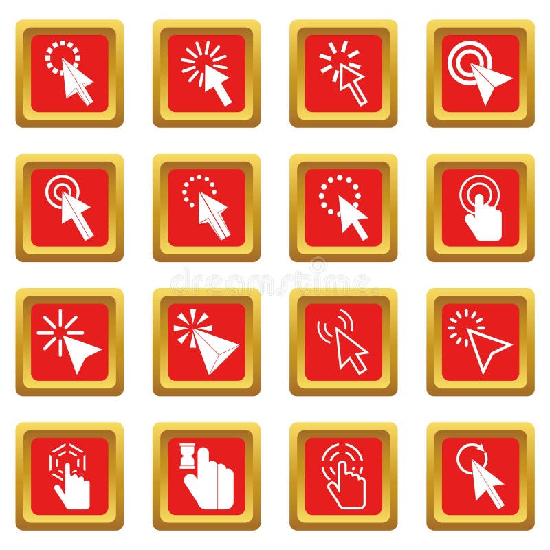 Mouse Pointer Icons Set Red Stock Vector - Illustration of hold ...