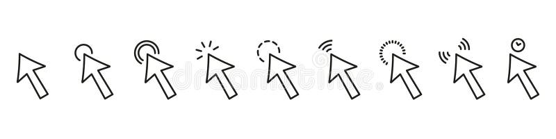 Mouse Pointer Line Icon Computer Cursor Arrow Linear Pictogram