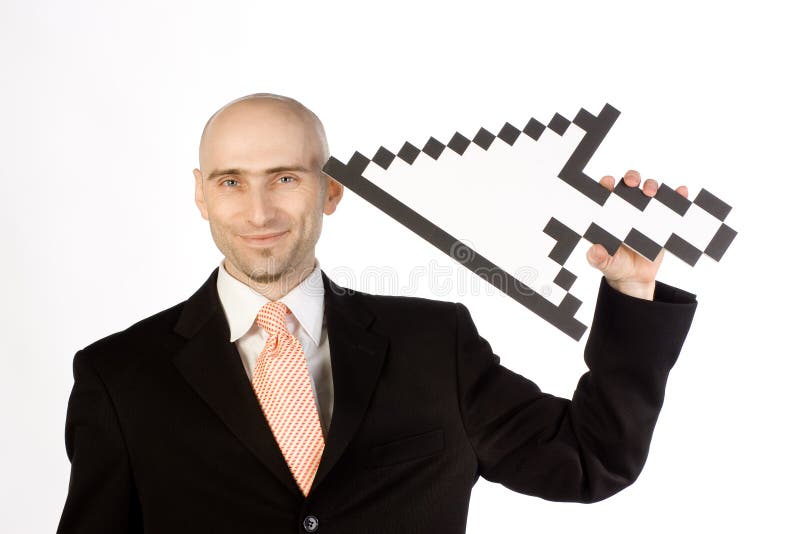 Businessman and Mouse Pointer Stock Image - Image of surprise, mouse ...