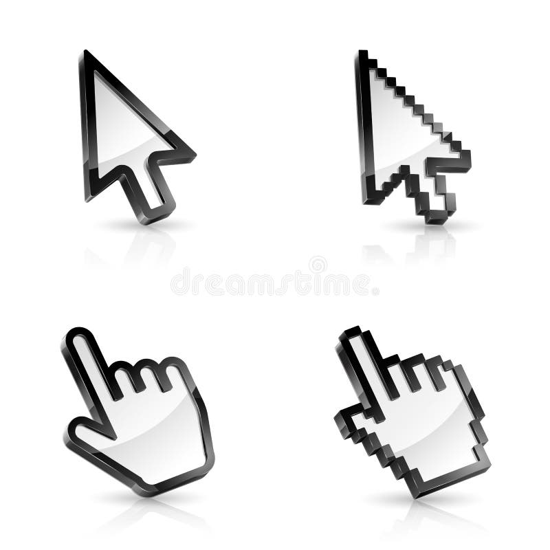 Click Here Black Mouse Cursors Stock Vector - Illustration of cursor ...