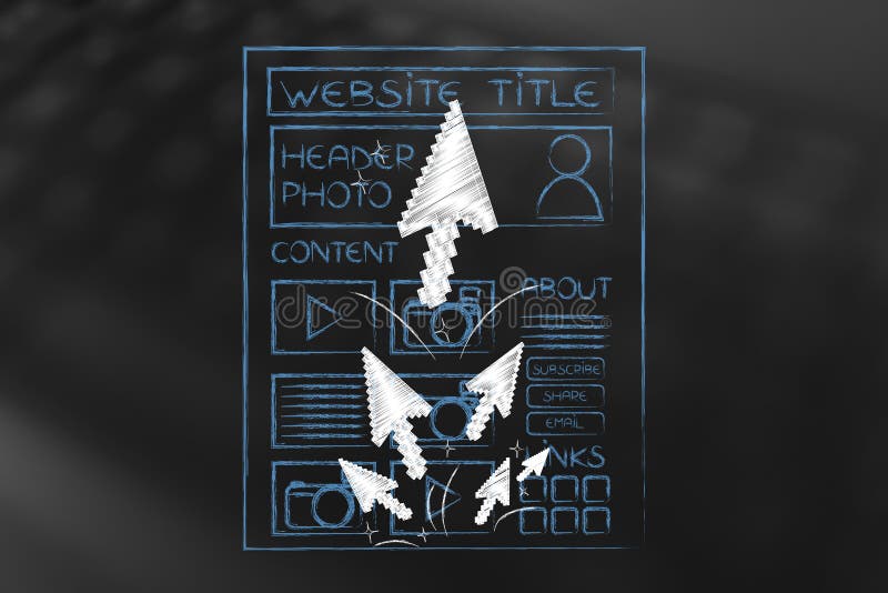 Mouse Pointers Spreading Across a Webpage, Clickstream Concept Stock ...