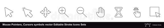 Mouse Pointers Symbols Vector Editable Stroke Icons Sets Stock ...