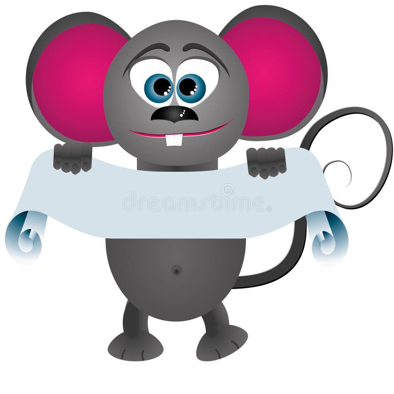 Mouse with poster stock vector. Illustration of mascot - 15739401