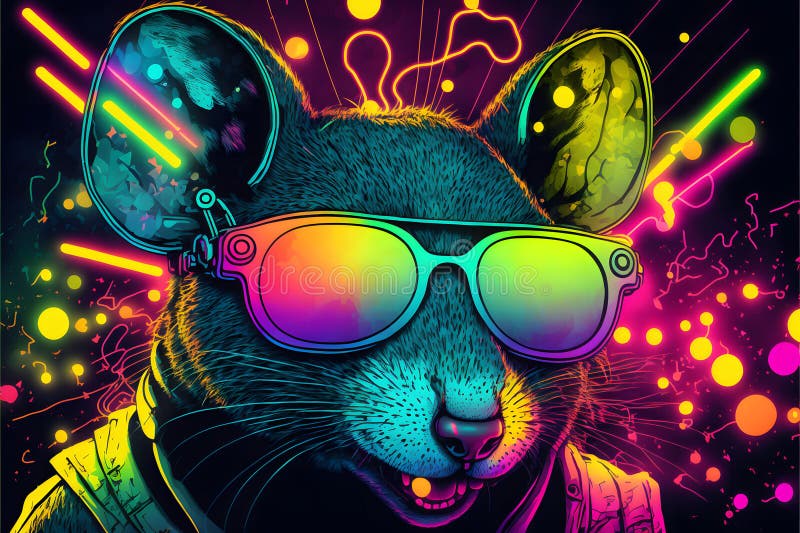 Mouse on Rave Party Created with Generative AI Technology Stock ...