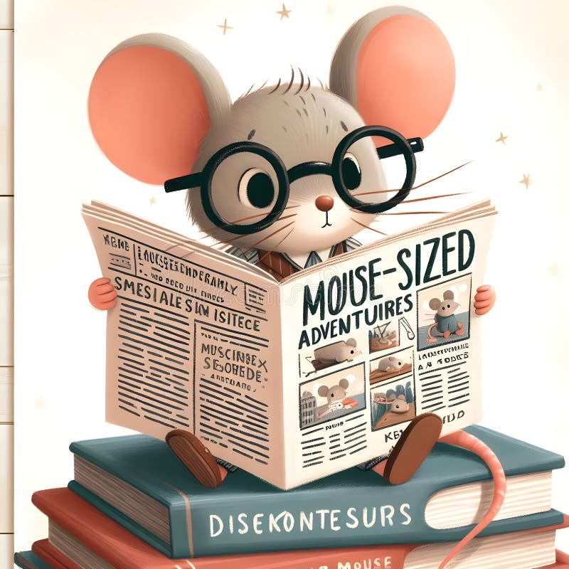 Mouse reading the book stock illustration. Illustration of funny ...