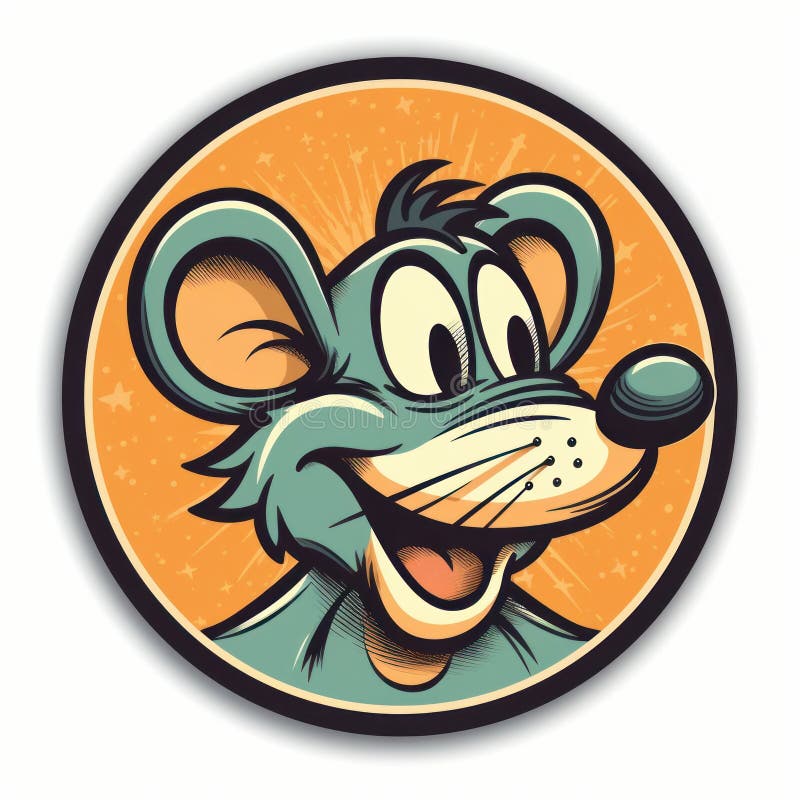 Mouse Retro Sticker Cartoon Logo Simple Text To Image Prompt Stock ...