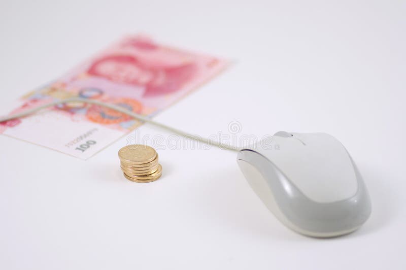 Mouse and rmb coins stock image. Image of electronic - 23124729