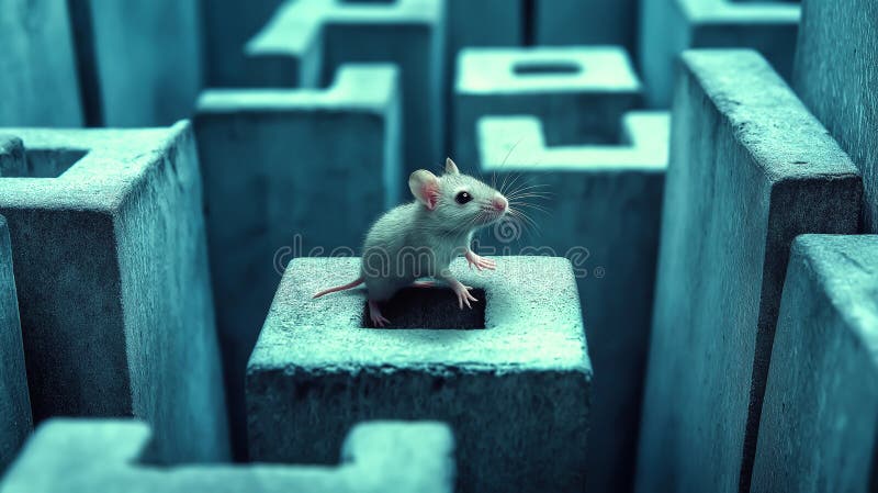 A Mouse Runs in a Maze. Generative AI Stock Illustration - Illustration ...