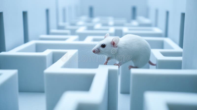 A Mouse Runs in a Maze. Generative AI Stock Illustration - Illustration ...