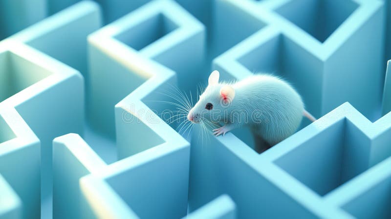 A Mouse Runs in a Maze. Generative AI Stock Illustration - Illustration ...