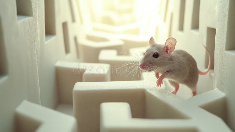 A Mouse Runs in a Maze. Generative AI Stock Illustration - Illustration ...