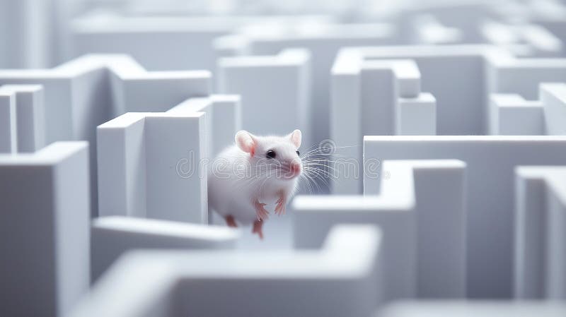 A Mouse Runs in a Maze. Generative AI Stock Illustration - Illustration ...