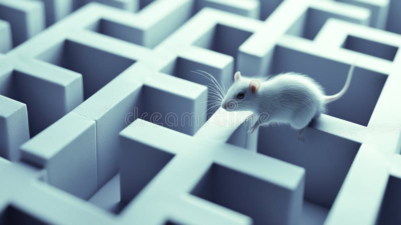 A Mouse Runs in a Maze. Generative AI Stock Illustration - Illustration ...