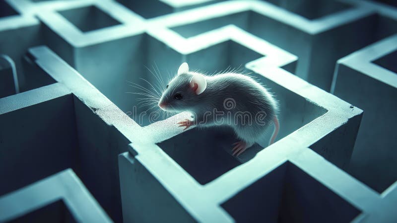 A Mouse Runs in a Maze. Generative AI Stock Illustration - Illustration ...