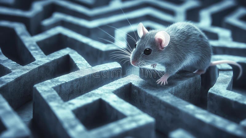 A Mouse Runs in a Maze. Generative AI Stock Illustration - Illustration ...