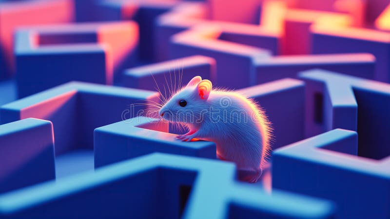 A Mouse Runs in a Maze. Generative AI Stock Illustration - Illustration ...