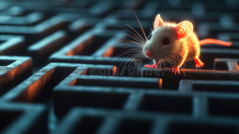 A Mouse Runs in a Maze. Generative AI Stock Illustration - Illustration ...