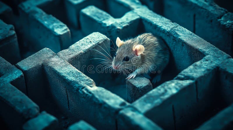 A Mouse Runs in a Maze. Generative AI Stock Illustration - Illustration ...