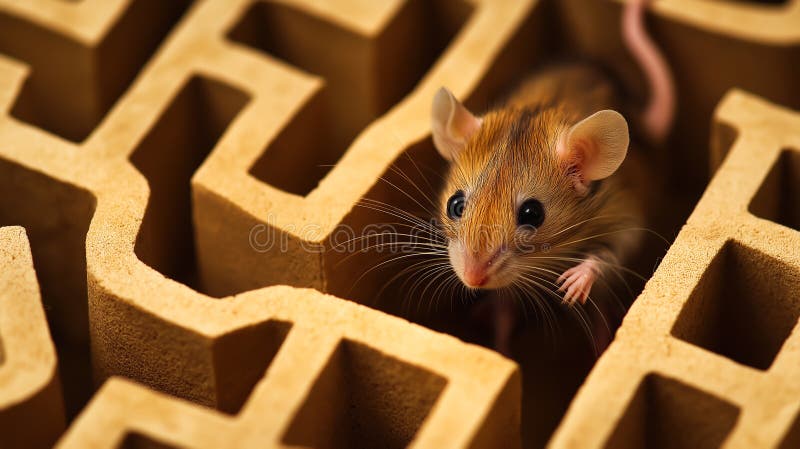 A Mouse Runs in a Maze. Generative AI Stock Illustration - Illustration ...