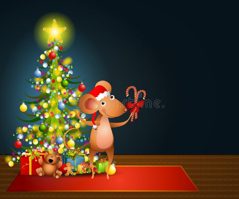 Mouse Santa Christmas Eve stock illustration. Illustration of brown ...