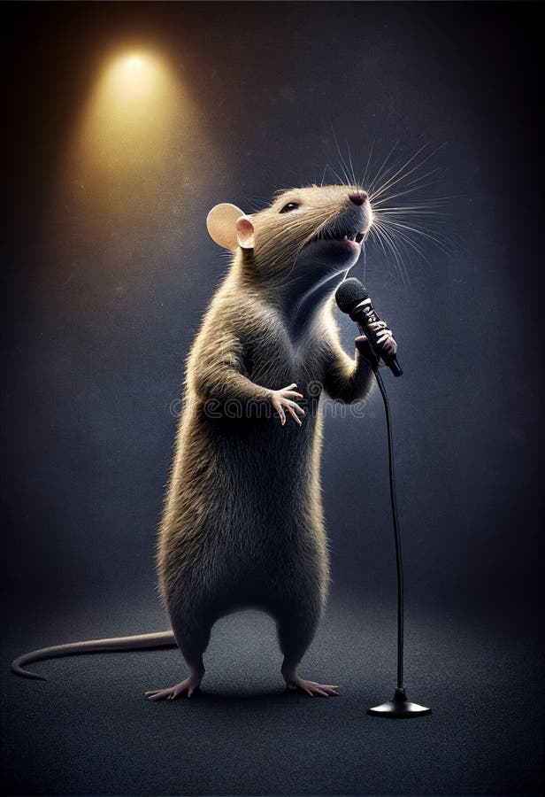 The Mouse Sings into the Microphone on Stage. AI Generated Stock ...