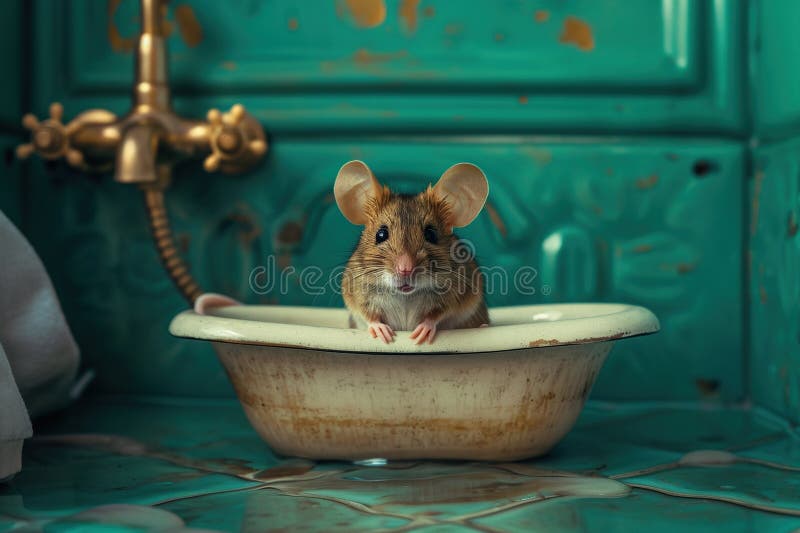 Mouse Sitting in a Bathtub. Generative AI Stock Photo - Image of ...