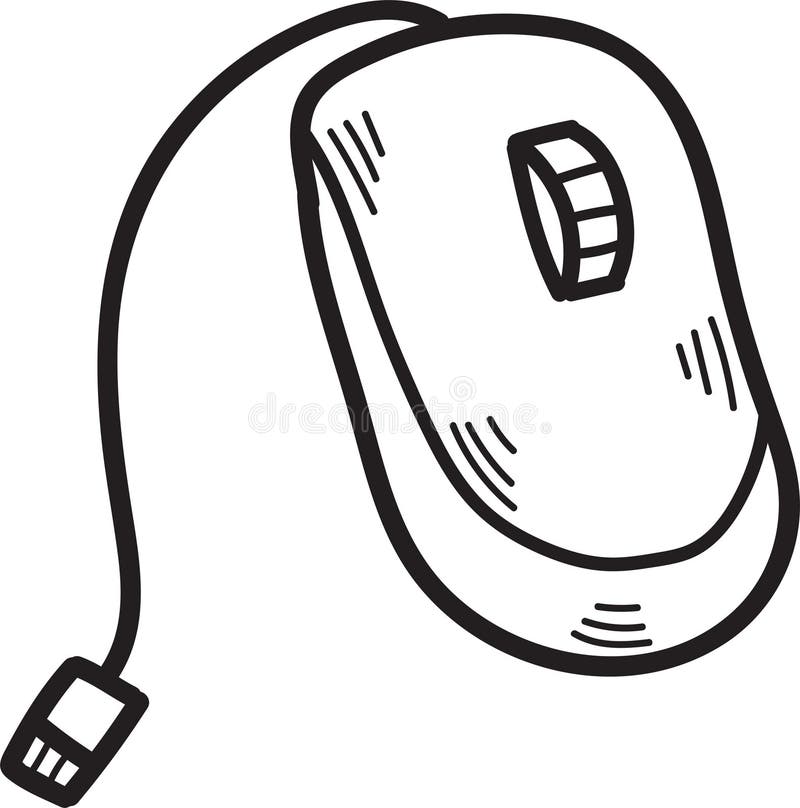 A Mouse is Sitting on a Cord Stock Vector - Illustration of computer ...