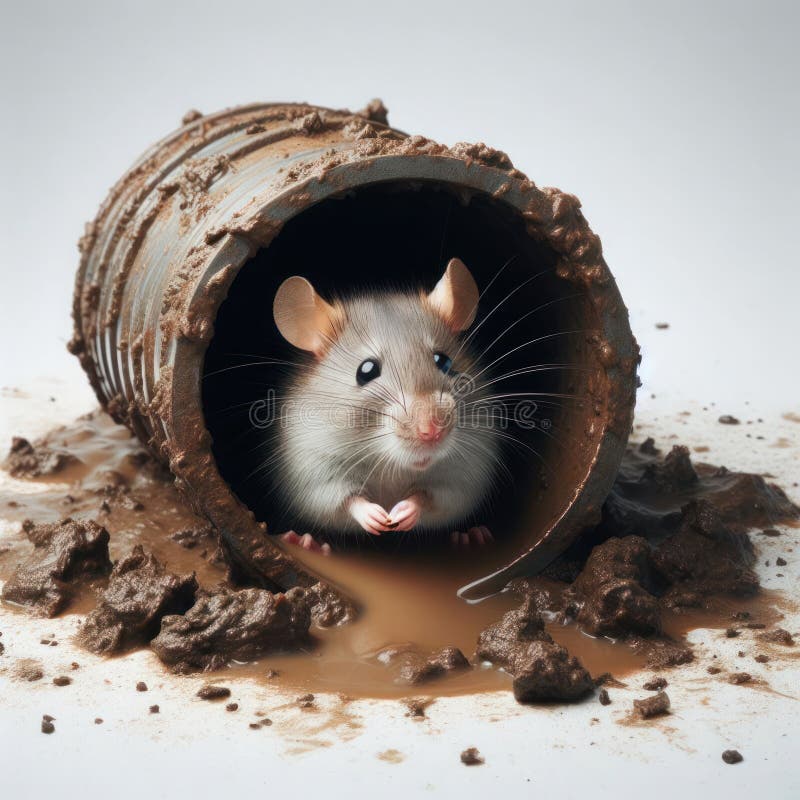 A Mouse Sitting in a Dirty Sewer Pipe. Stock Illustration ...