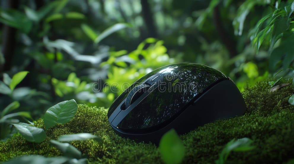 A Mouse Sitting on a Moss Covered Log Stock Illustration - Illustration ...