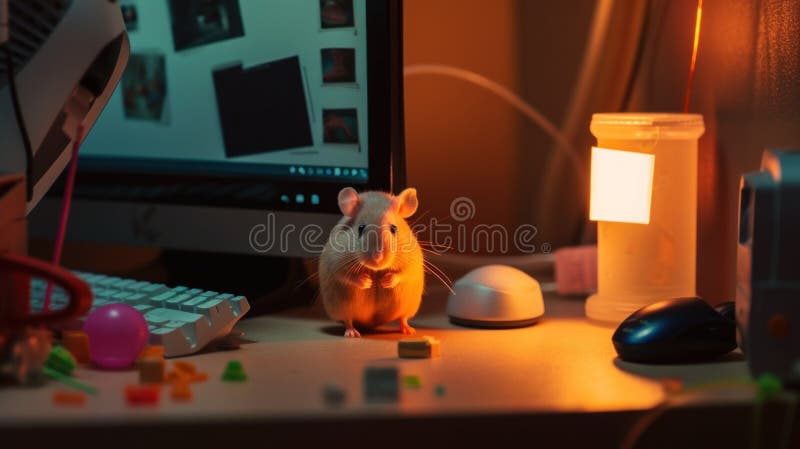 A Mouse Sitting on Top of a Desk Next To a Computer. Generative AI ...