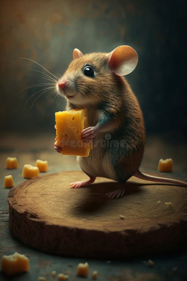 Mouse Sitting on Top of Piece of Cheese. Generative AI Stock ...