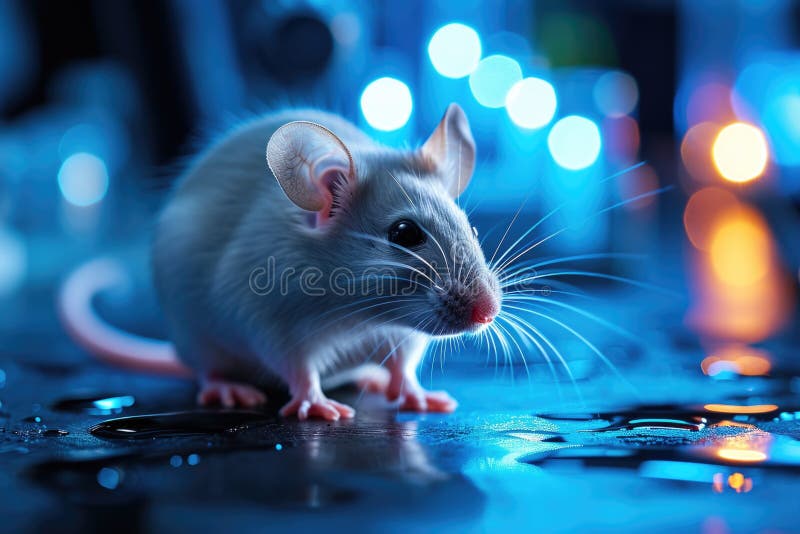 A Mouse Sitting on Top of a Table Stock Image - Image of dark, fluffy ...