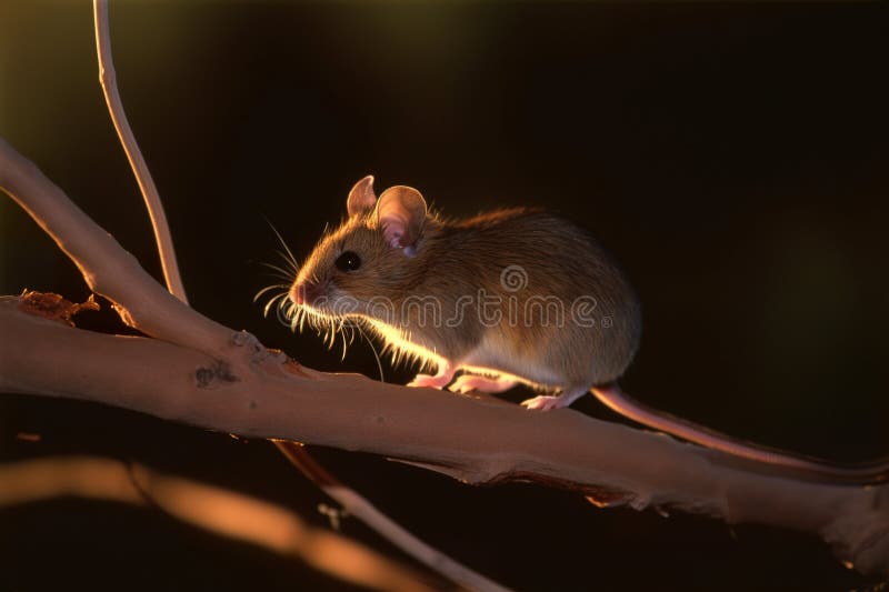 A Mouse Sitting on Top of a Tree Branch. AI Generative Image Stock ...