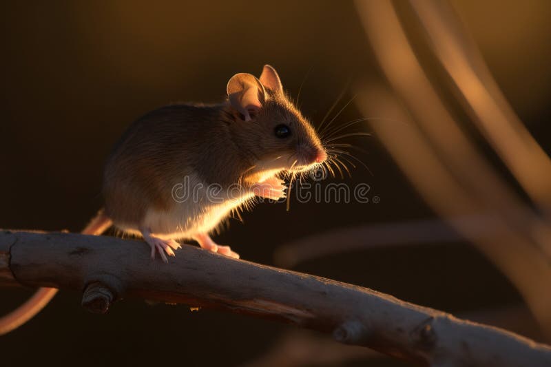 A Mouse Sitting on Top of a Tree Branch. AI Generative Image Stock ...